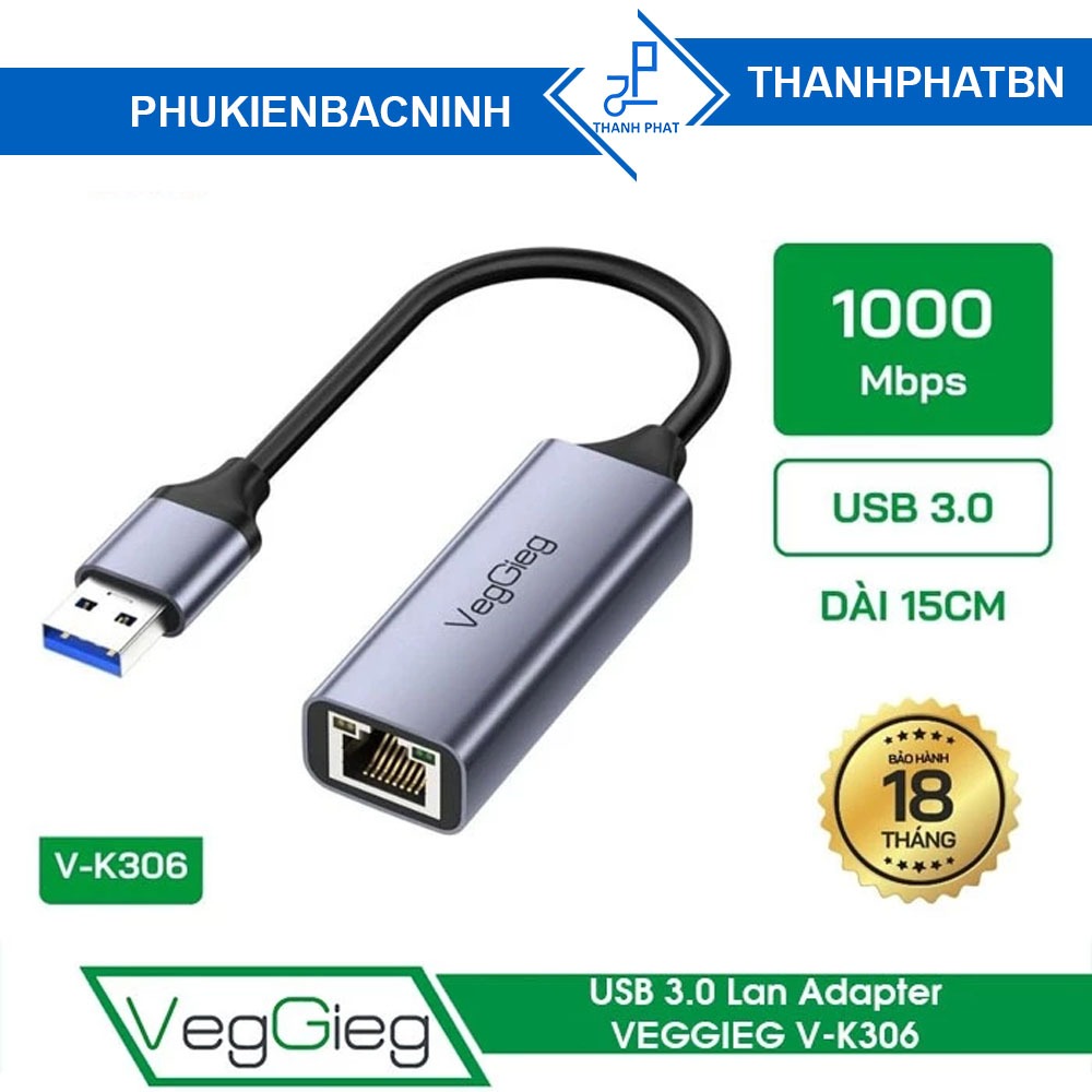 Cáp Chuyển USB 3.0 sang LAN VEGGIEG V-K306 | Shopee Việt Nam