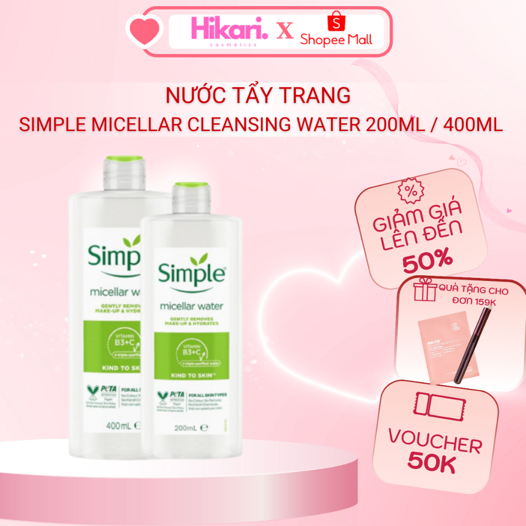 Nước Tẩy Trang Simple Micellar Cleansing Water 200ml / 400ml - Dịu Nhẹ ...