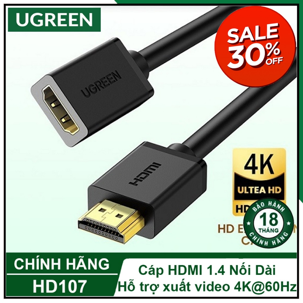 Cáp hdmi 1.4 nối dài UGREEN hd107, hỗ trợ xuất video 4k@60hz, sợi cáp nhỏ gọn - Hàng chính hãng ...