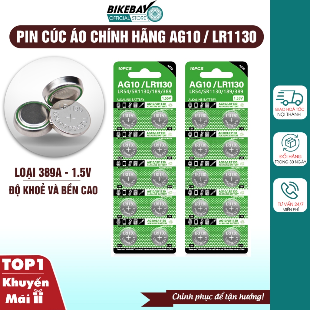 Pin cúc áo 1.5v LR1130 chất lượng, bộ 3 viên pin cho đèn van xe đạp ...
