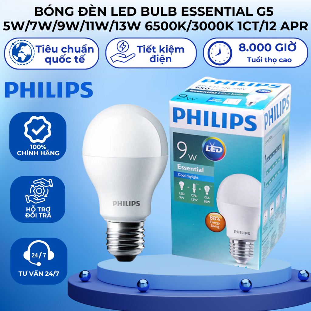 Bóng đèn LED trụ Tforce Essential Philips 25W/35W/45W đui đèn E27 ESS ...