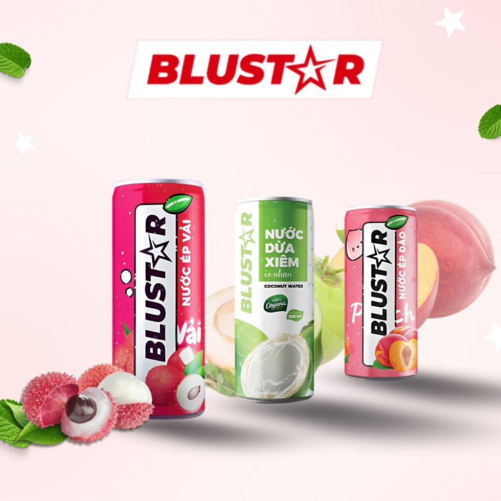 Combo 3 lon nước ép trái cây BLUSTAR tươi mát đậm vị trái cây 330ml ...
