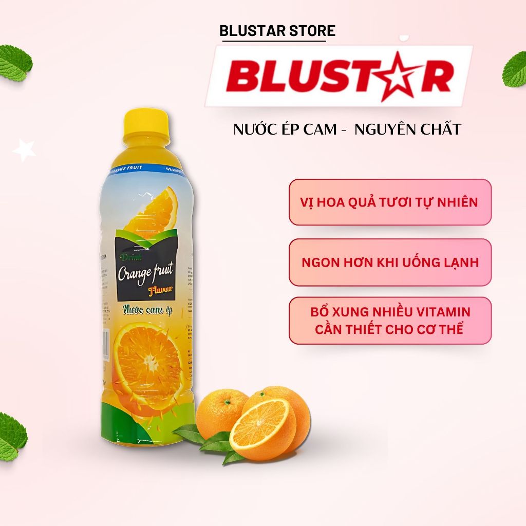Nước Cam Ép Nước trái cây lốc 6 chai BLUSTAR - Nước trái cây nguyên ...