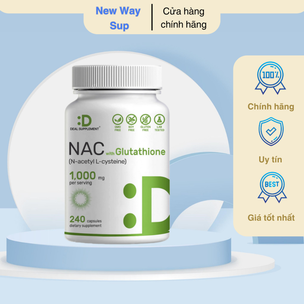 Deal Supplement NAC 1000mg With Glutathione (240 Viên) | Shopee Việt Nam
