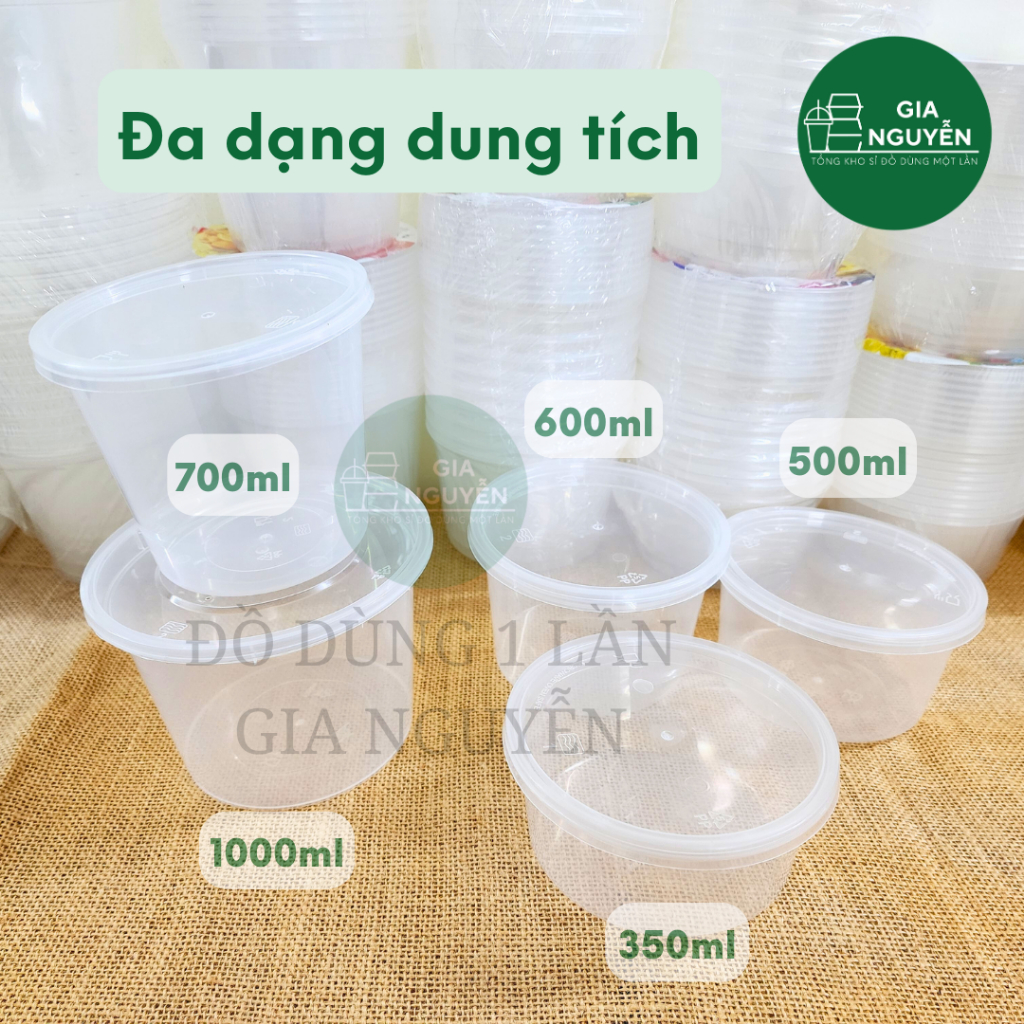 Hộp Nhựa Tròn PP 350ml, 500ml, 600ml, 700ml, 1000ml (Kèm Nắp) Chịu Nhiệt Đựng Thực Phẩm | Shopee ...