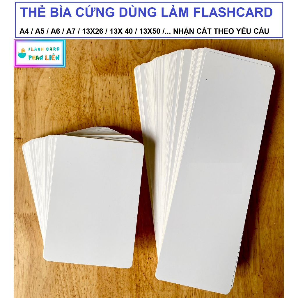 combo bộ thẻ flashcard trắng a4 / a5 / a6 / a7, giấy bìa cứng trắng ...