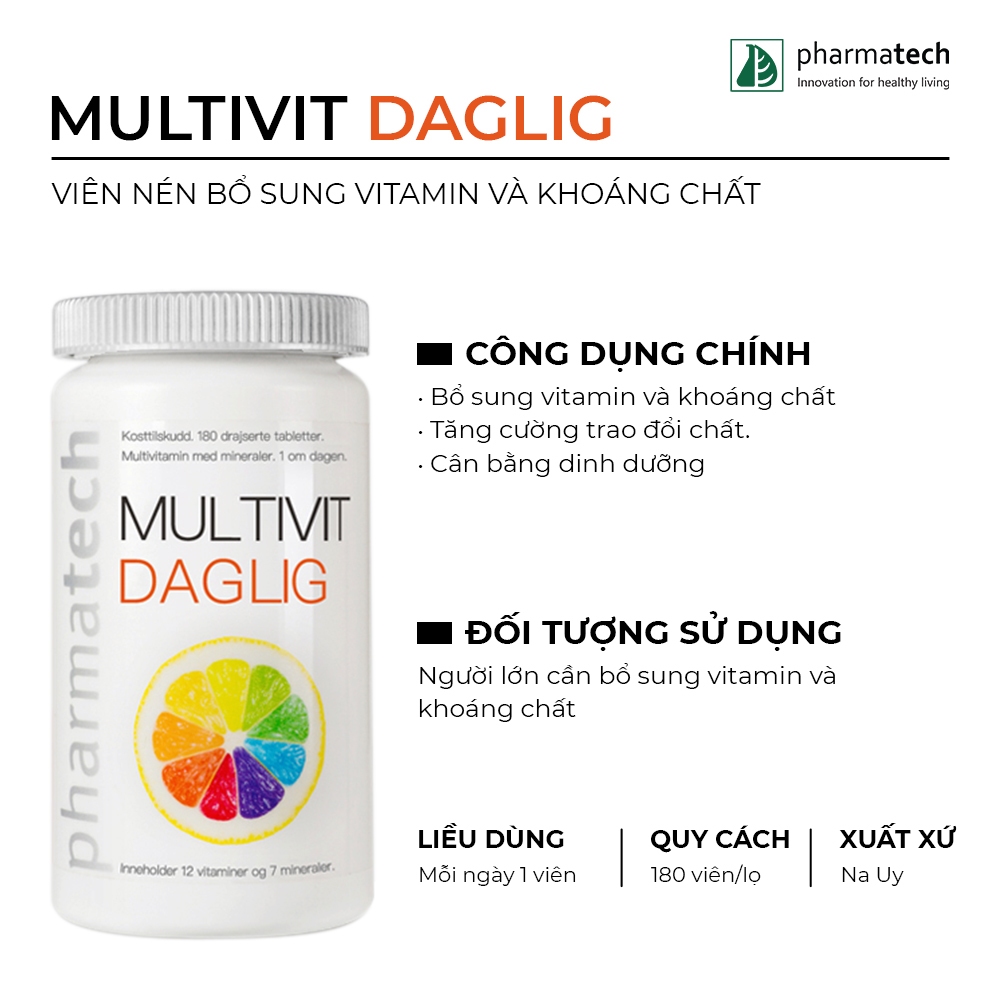 Viên Uống Bổ Sung 12 Loại Vitamin Và 7 Loại Khoáng Chất MULTIVIT DAGLIG ...