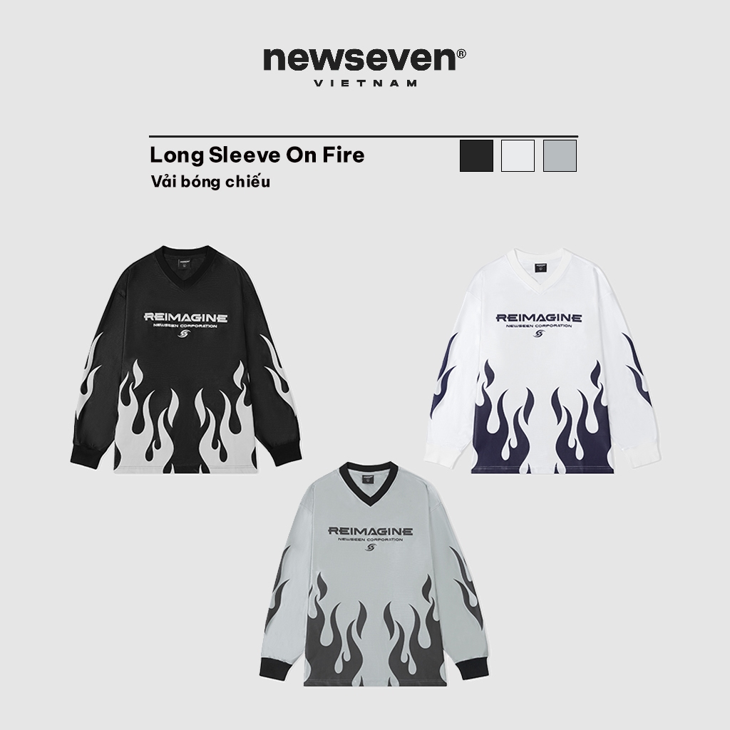 Áo Thun Dài Tay NEWSEVEN Long Sleeve T-Shirt On Fire ADT.402 | Shopee ...