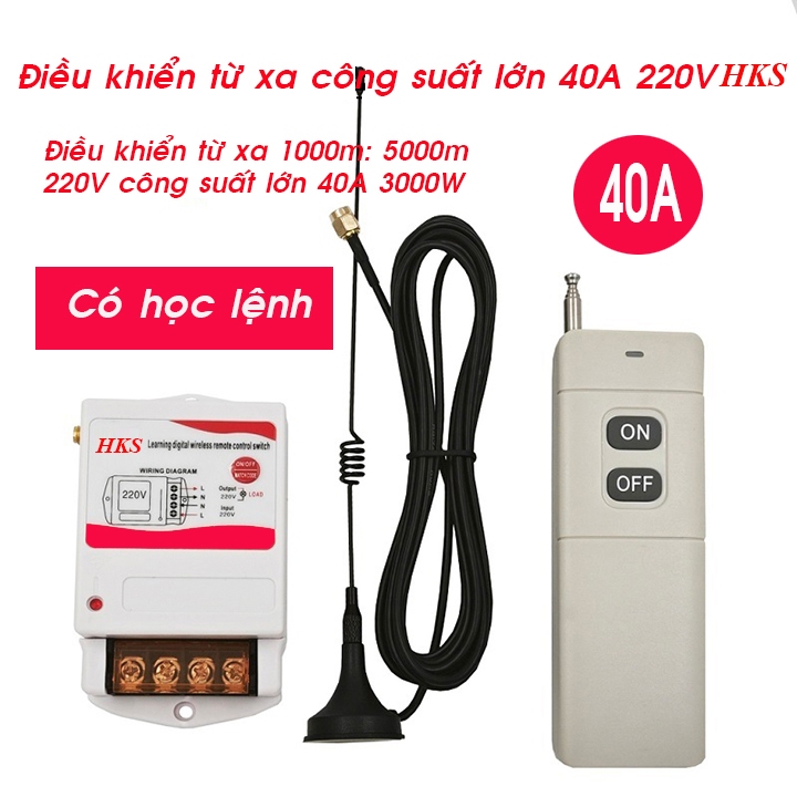 Công tắc điều khiển từ xa 220v 40A HKS 1000m 3000m 5000m điều khiển từ xa công suất lớn có học ...