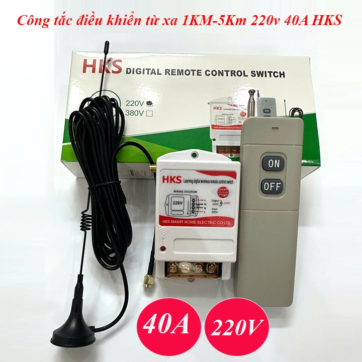 (CÓ HỌC LỆNH) Công tắc điều khiển từ xa RF HKS 1000m 3000m 5000m 40A 220V điều khiển từ xa hàng ...