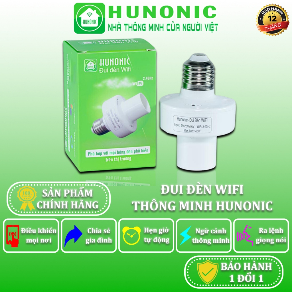 Đui Đèn Thông Minh Wifi Hunonic, Hẹn Giờ Từ Xa Tự Động, Điều Khiển Từ Xa Bằng Điện Thoại ...