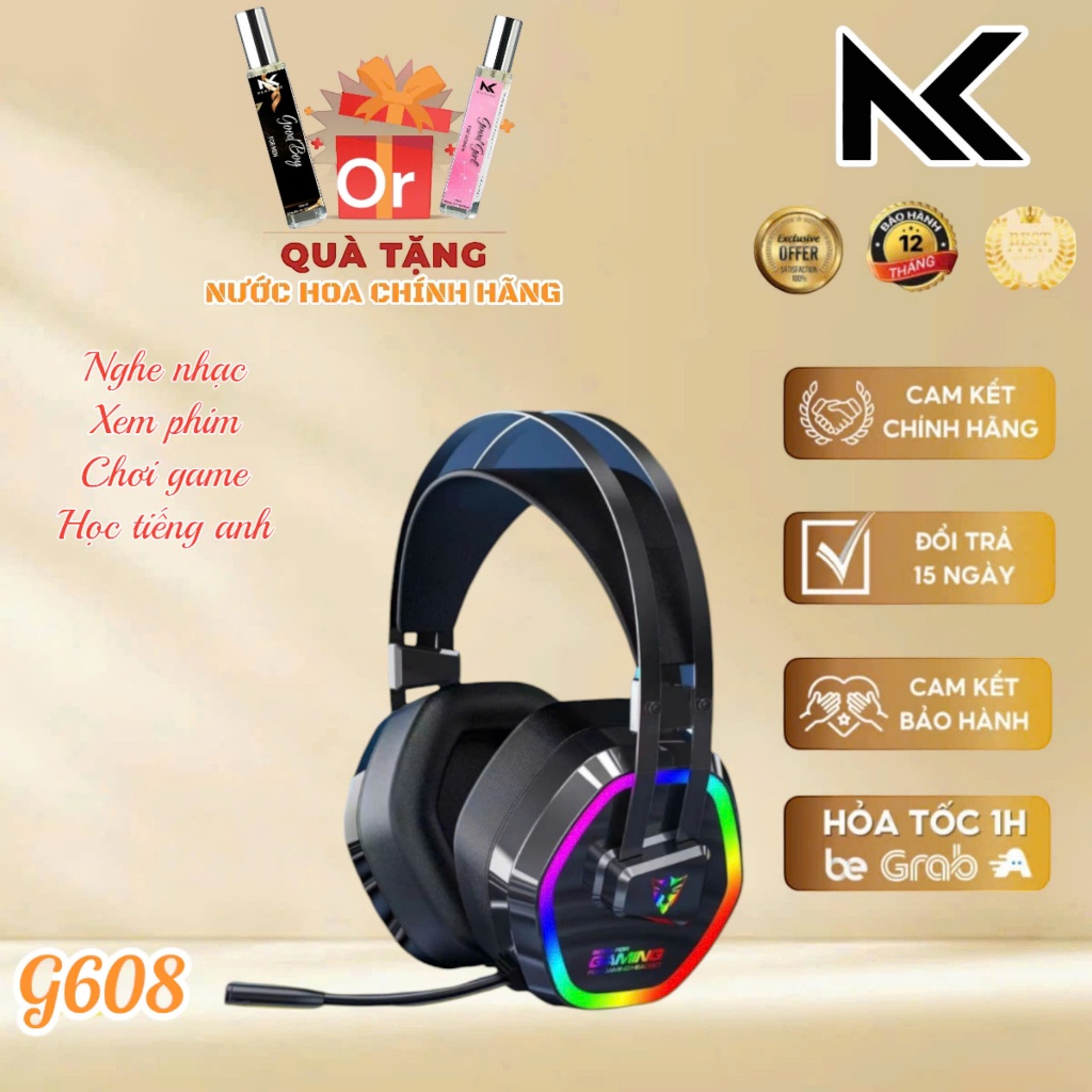 Tai Nghe Gaming G608 Led RGB chính hãng (USB 7.1) âm thanh siêu hay, học tiếng anh, xem phim ...