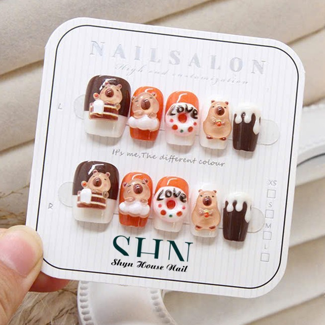 Nailbox Capybara cute, Nail cute hoạt hình, Nailbox ngắn cute TK014 ...