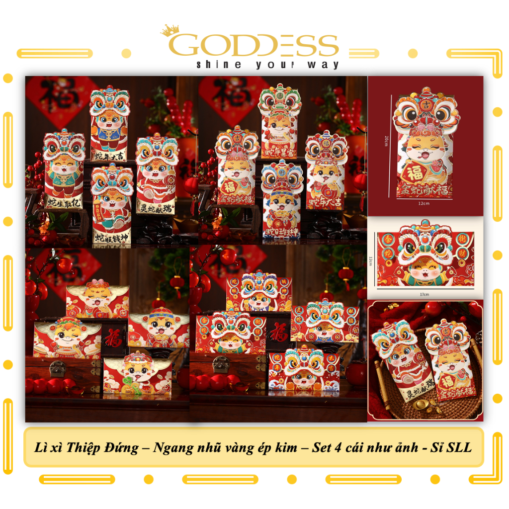 Bao Lì Xì Chibi Chipi 3D - SET 4 Lì Xì THIỆP NGANG Hoạt Hình Tết ẤT TỴ ...