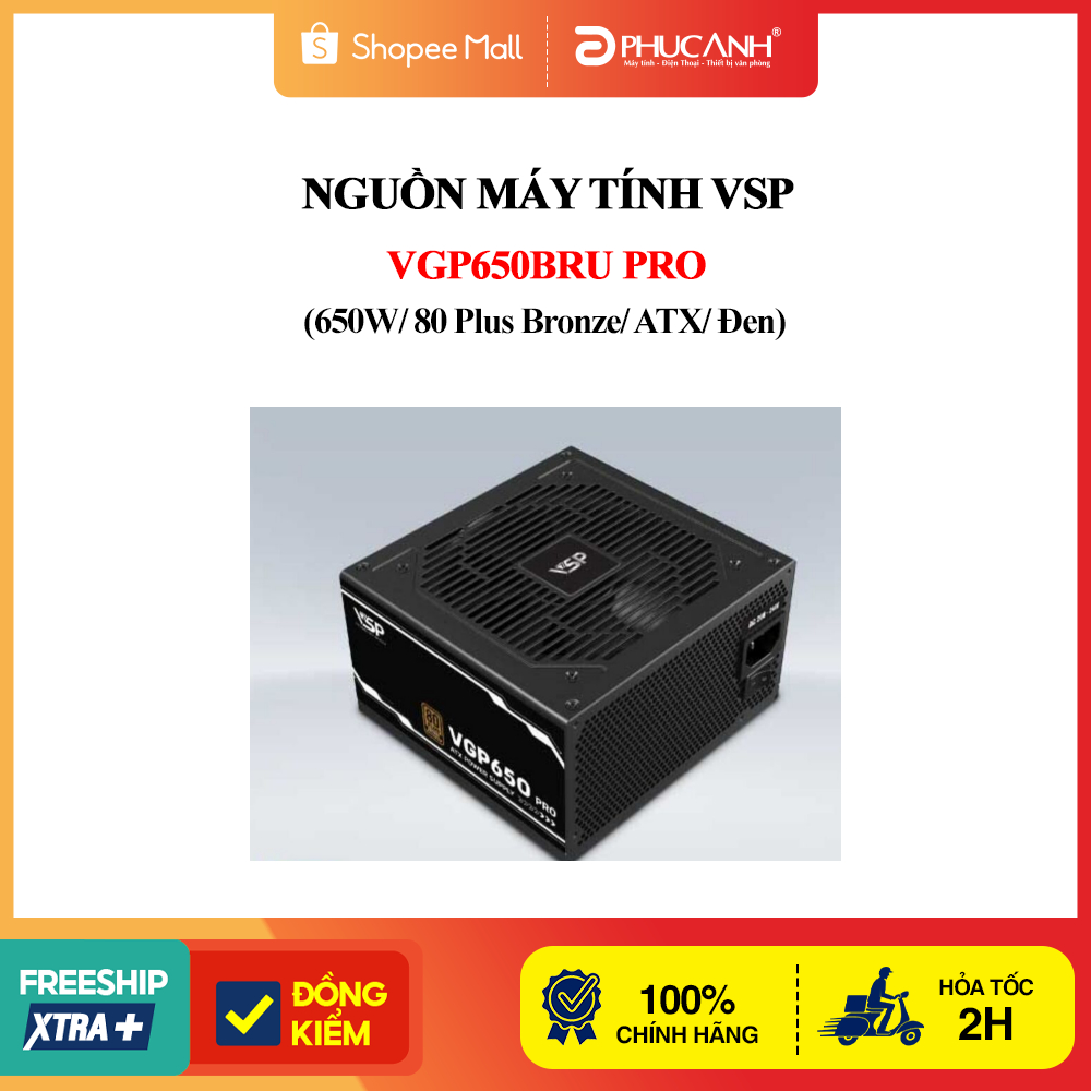 Nguồn máy tính VSP VGP650BRU PRO (650W/ 80 Plus Bronze/ ATX/ Đen) | Shopee Việt Nam
