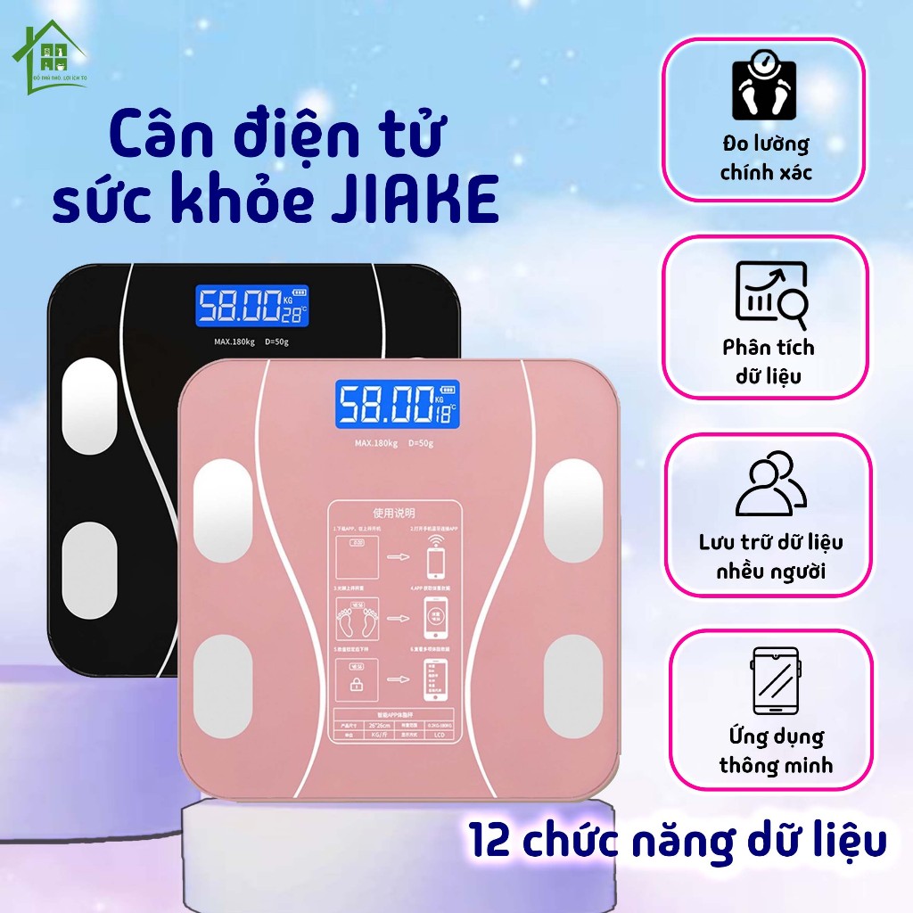 Cân điện tử sức khỏe mini JIAKE đo lường chính xác tới 180kg, cân ...