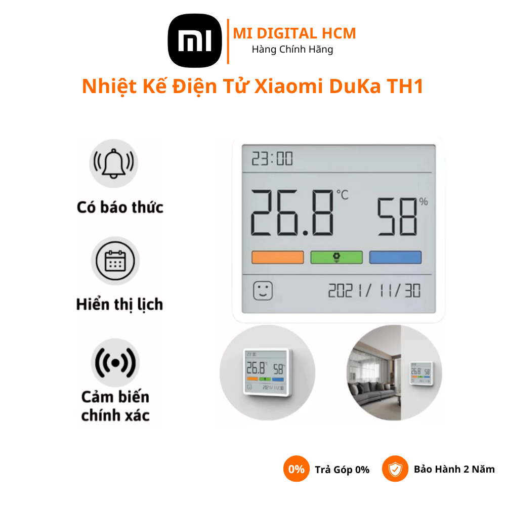 Nhiệt Kế Điện Tử Xiaomi DuKa TH1, Nhiệt Ẩm Kế Xiaomi Đo Độ Ẩm Và Nhiệt Độ, Màn Hình Lớn Hiển Thị ...