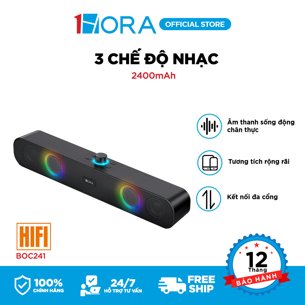 Loa Bluetooth nghe nhạc xem phim 1HORA - Pin trâu 2400mAh - Đèn LED - BOC241 | Shopee Việt Nam