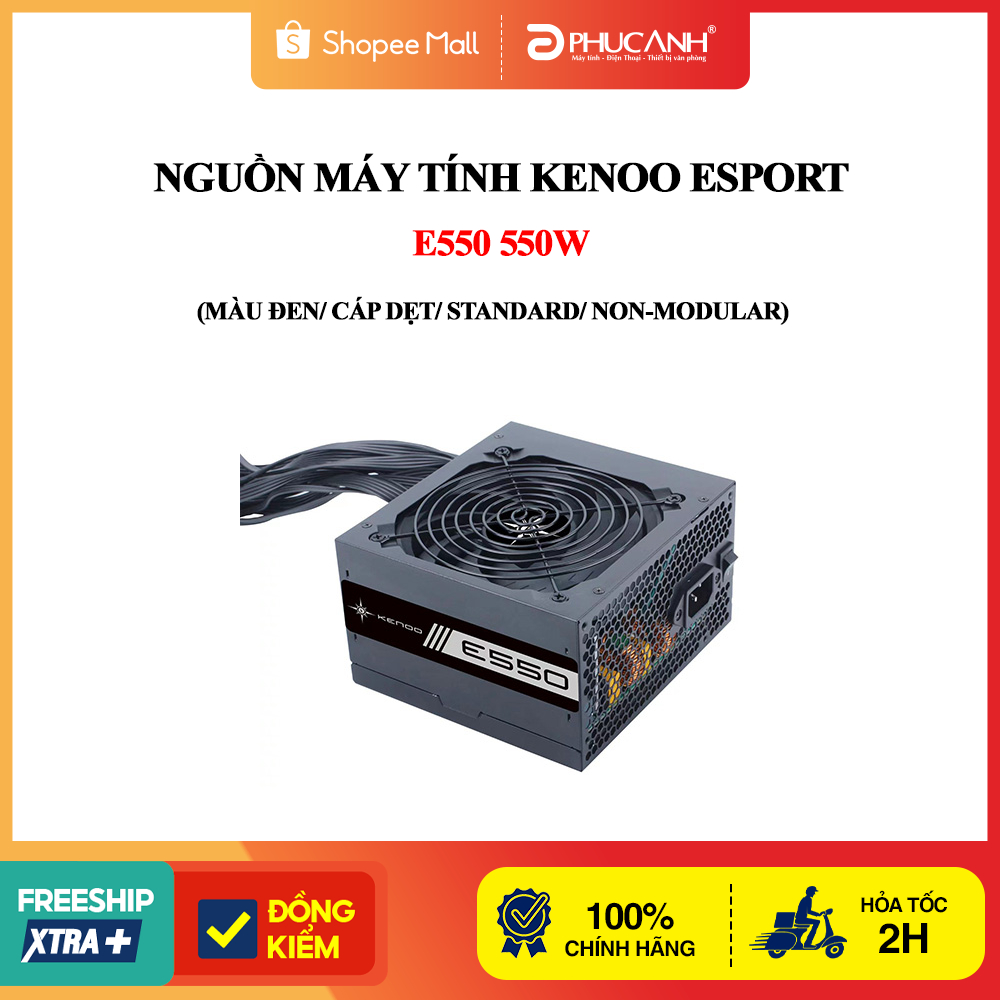 Nguồn máy tính KENOO E550 ESPORT cáp dẹt (550W/ Standard/ Non-Modular/ Đen) | Shopee Việt Nam