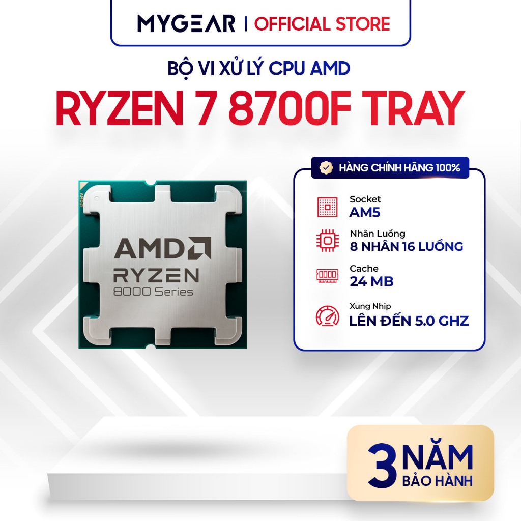 Bộ Vi Xử Lý - CPU AMD Ryzen 5 7500F/ Ryzen 7 8700F TRAY CHÍNH HÃNG (8 Nhân 16 Luồng, 24MB Cache ...