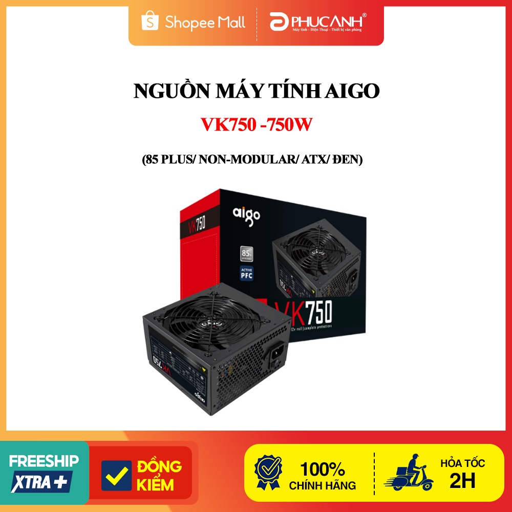 Nguồn máy tính Aigo VK750 -750W (85 Plus/ Non-Modular/ ATX/ Đen ...