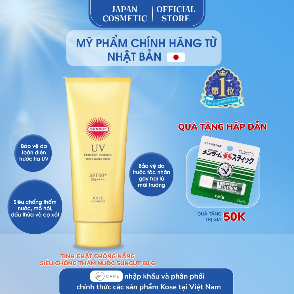 Tinh Chất Chống Nắng SUNCUT Kosé Perfect UV Protect Esscence Super Waterproof Nhật Bản 60g và ...
