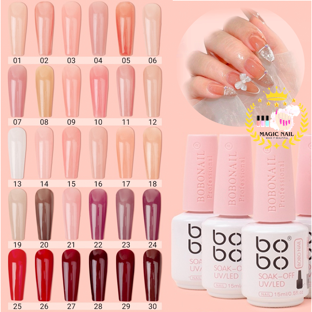 Sơn gel thạch Bobo chính hãng 30 màu chất đậm đặc, bám móng, lên màu ...