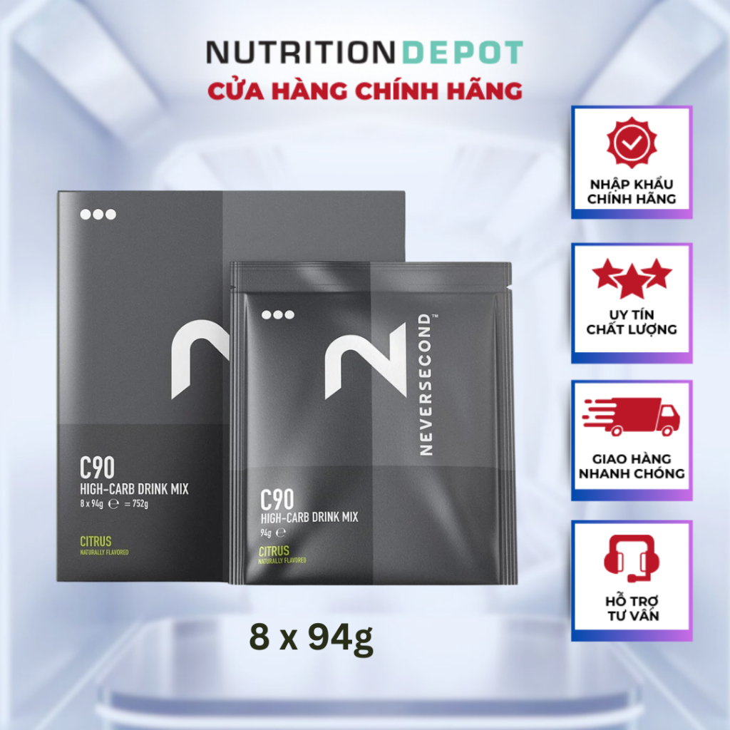 NeverSecond C90 High Carb Drink Mix bổ sung năng lượng và điện giải (8 ...