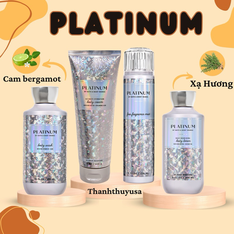 [ PLATINUM ] Bộ Sản Phẩm Sữa Tắm - Lotion - Body Mist Xịt Thơm Toàn Thân Hương Nước Hoa Bath ...