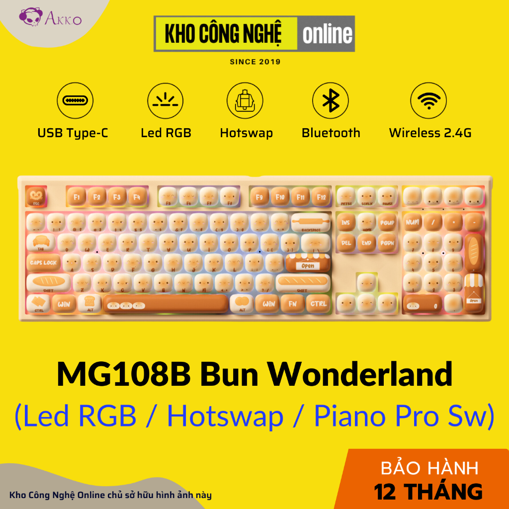 Bàn phím MonsGeek MG108B Bun Wonderland (RGB / Hotswap / Piano Pro SW ...