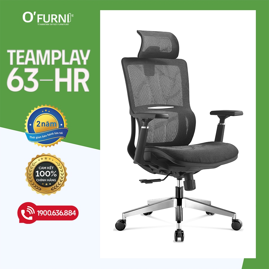 OFURNI - Ghế công thái học Teamplay 63-HR, ngả lưng 135 độ, có gác chân ...