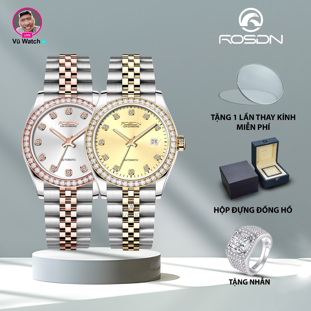 Đồng Hồ ROSDN NỮ G2741 Mạ vàng 24k | Tặng 1 lần thay kính | Shopee Việt Nam