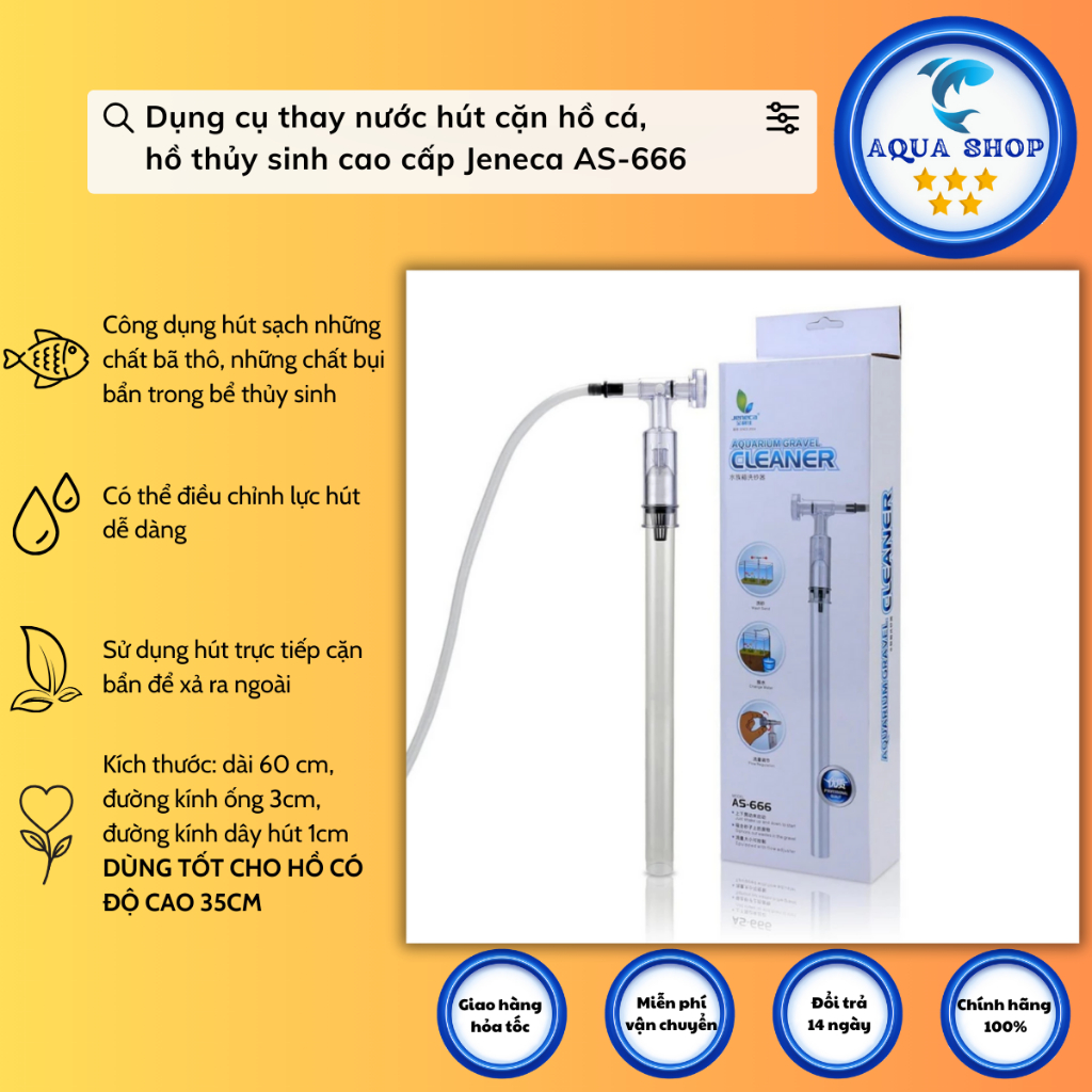 Dụng cụ thay nước hút cặn hồ cá, hồ thủy sinh cao cấp Jeneca AS-666 ...