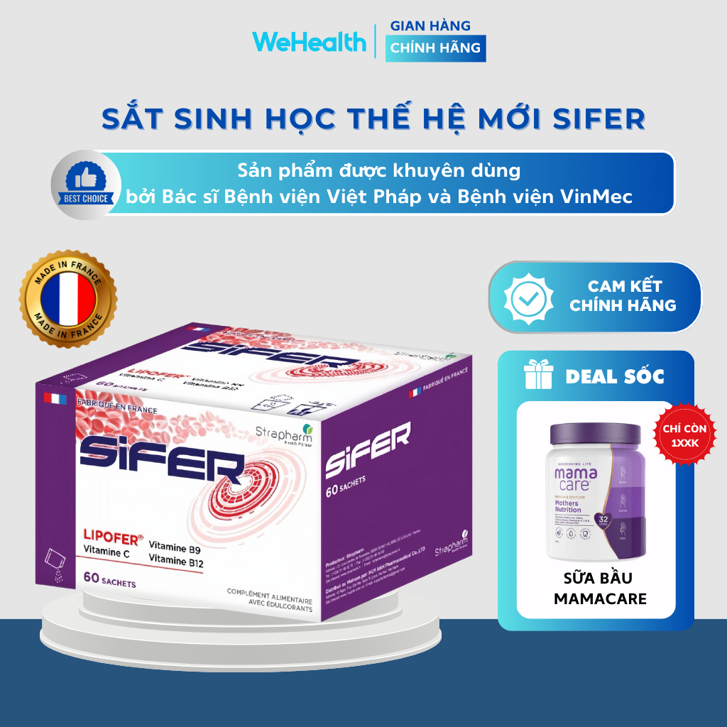 [Chính hãng Pháp] Sắt Sifer - Hỗ trợ bổ sung sắt dễ hấp thụ cho bà bầu ...