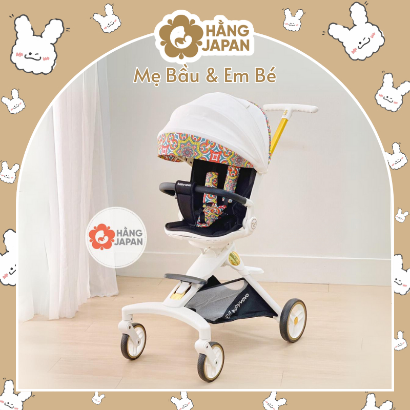 Xe đẩy 2 chiều gấp gọn cao cấp BABY VOVO V9 trắng cho bé từ 0-6 tuổi ...