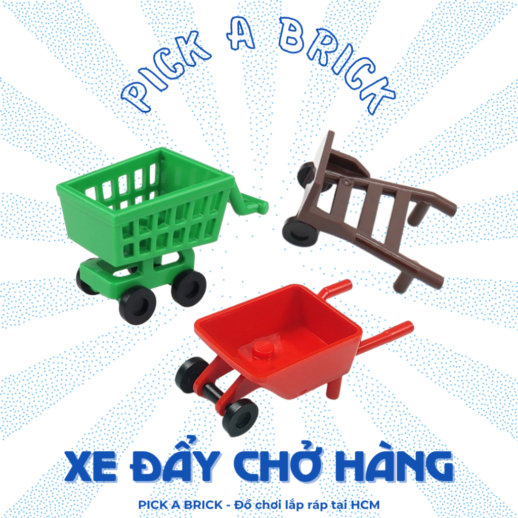 Xe đẩy hàng siêu thị, xe chở hàng, xe cút kít - Đồ chơi lắp ráp xếp ...