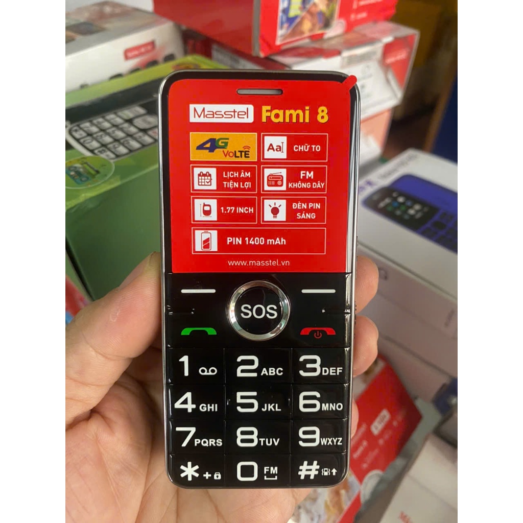 Điên thoại masstel Fami 8 4G Loa to sóng khoẻ chữ to dành cho người cao tuổi chính hãng bảo hành ...