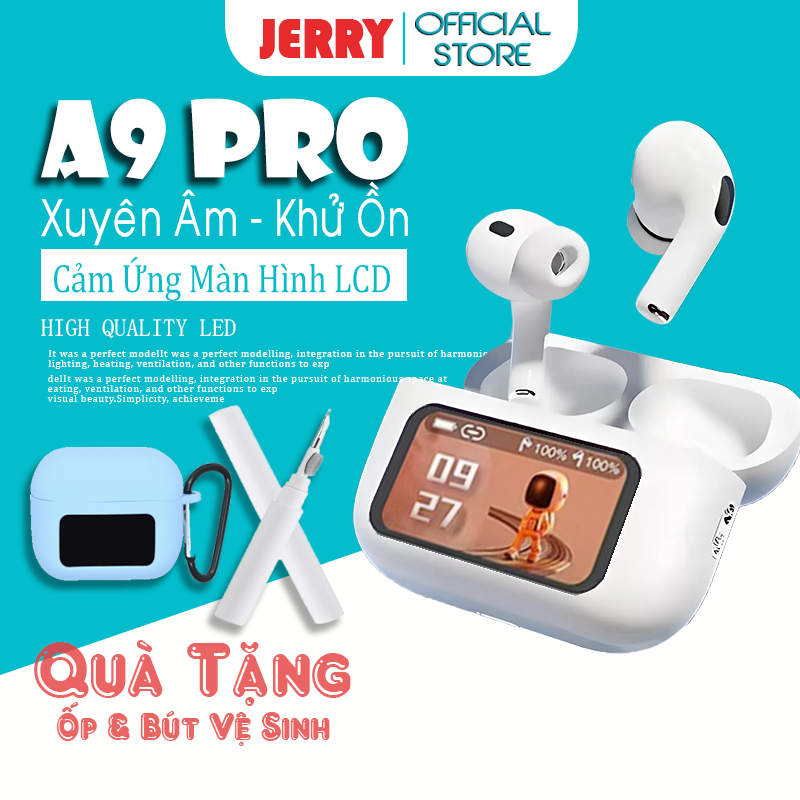 Tai nghe Bluetooth A9 Pro Đen Trắng, Chống ồn ANC ENC, Cảm ứng Màn hình ...
