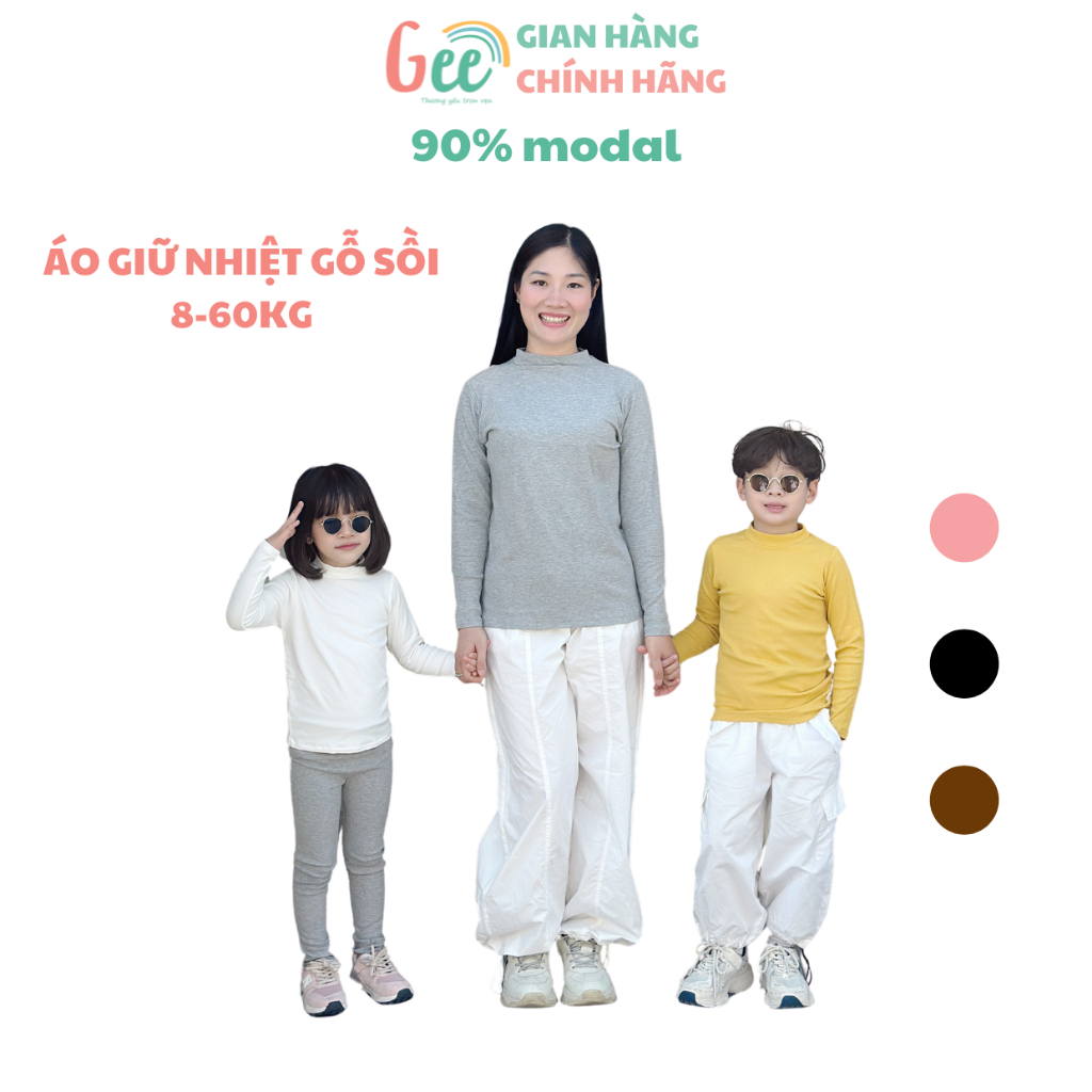 Áo giữ nhiệt cổ lọ 3cm len tăm lót lông Gee cho bé trai, bé gái 8-60kg ...