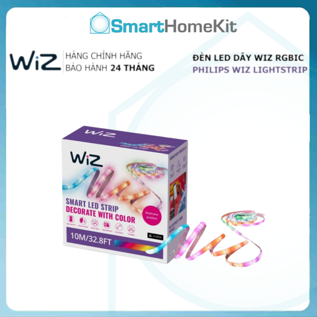Đèn LED dây thông minh Philips Wiz Strip RGBIC - Tương thích HomeKit, Matter, 16 triệu màu, BH 2 ...