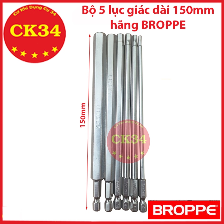 Bộ 5 đầu lục giác dài 150mm dành cho khoan, máy bắn vít hãng BROPPE | Shopee Việt Nam
