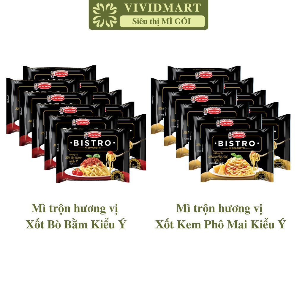 [SET10GÓI]-ACECOOK- Mì Spaghetti Bistro kiểu Ý 2 vị: Xốt kem phô mai ...