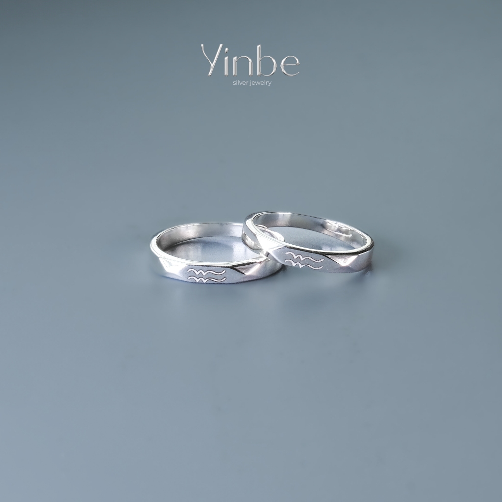 Nhẫn Bạc Đôi Bonnie Yinbe Silver, Nhẫn Bạc s925 Thiết Kế Bản Rộng 3mm Mặt Hình Thoi, Nhẫn Khắc ...