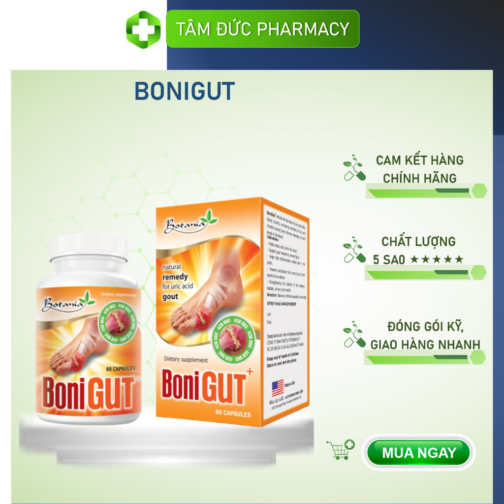 BONIGUT [Hộp 60 viên] - Viên uống hỗ trợ bệnh Gout, tăng đào thải aicd ...