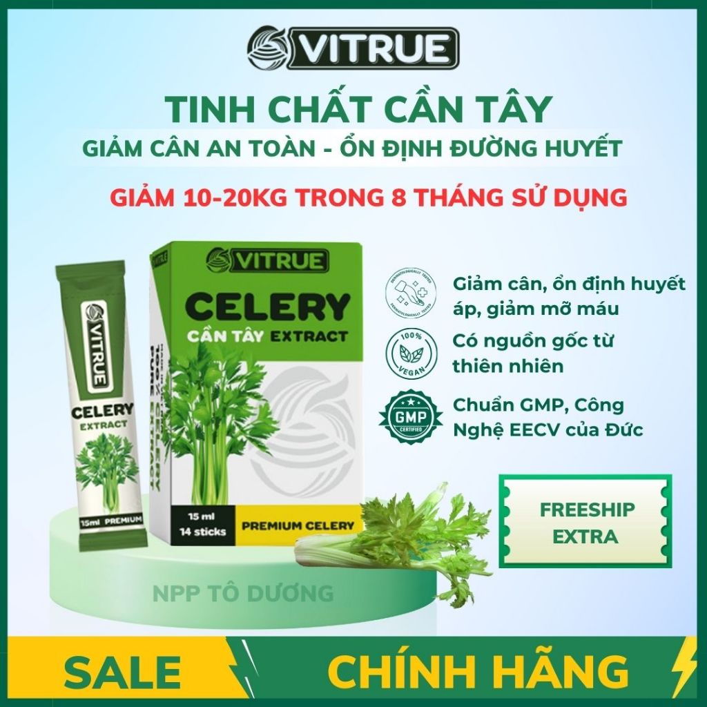 Tinh Chất Cần Tây, Hỗ Trợ Giảm Cân An Toàn, Điều Hoà Huyết Áp, Vitrue ...