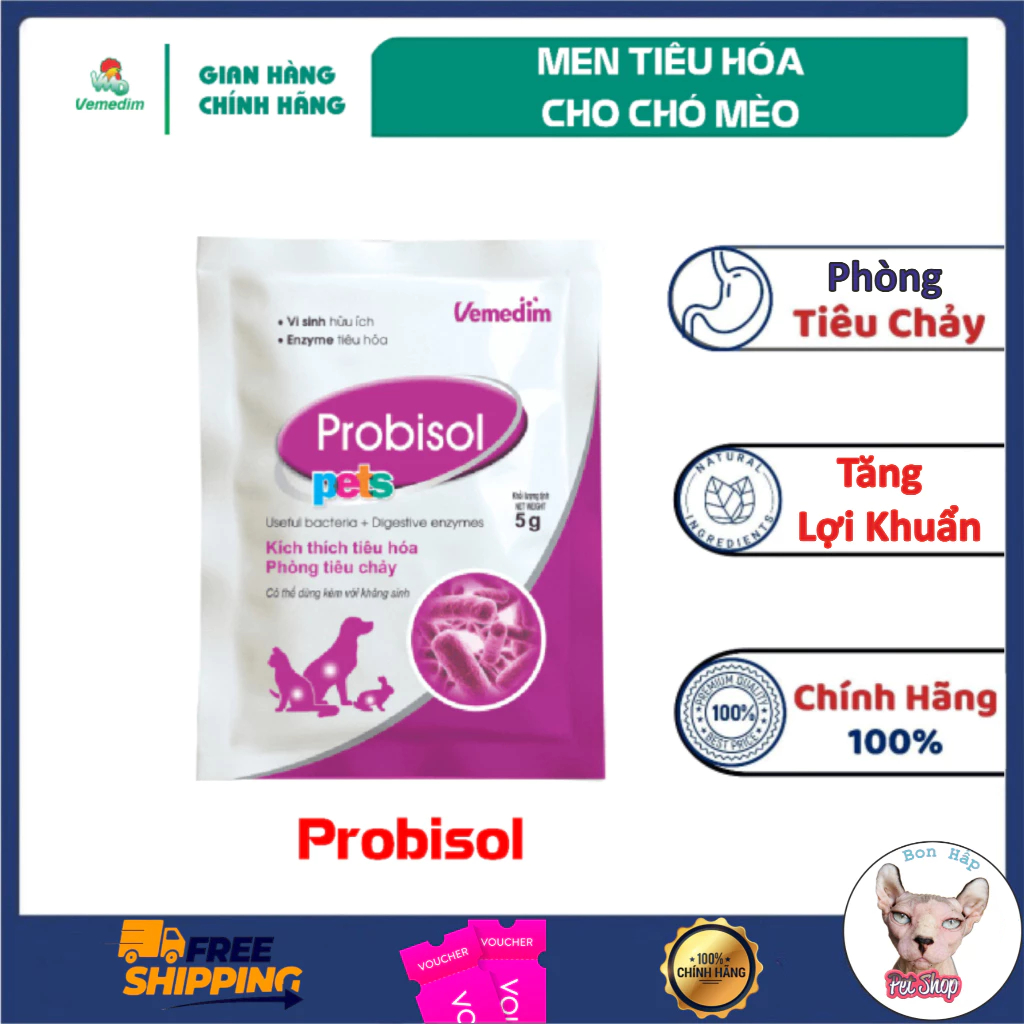Men Tiêu Hóa Probisol Hỗ Trợ Đường Ruột Cho Chó Mèo Gói 5g | Shopee ...
