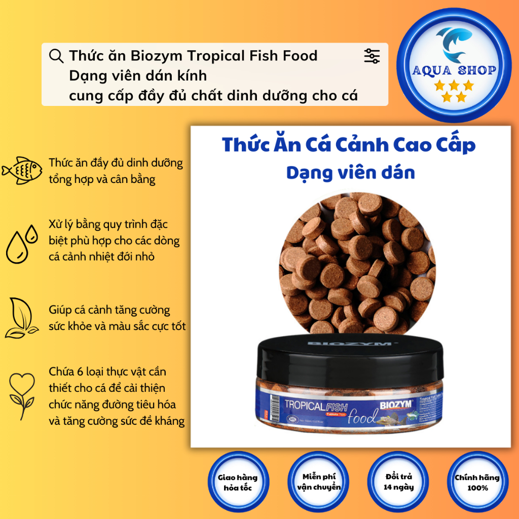 Thức ăn Biozym Tropical Fish Food dạng viên dán kính cung cấp đầy đủ ...