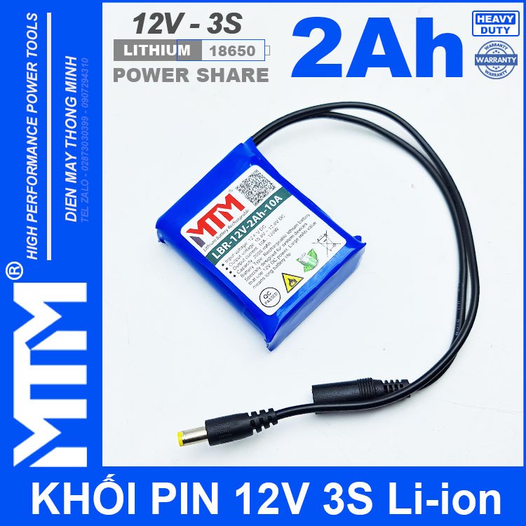 Khối pin sạc 12V 2Ah 10A 3S MTM | Shopee Việt Nam