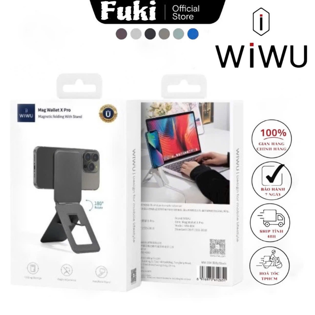 Ví hít lưng từ tính Wiwu Mag Wallet X Pro MW-004 - kiêm giá đỡ và gậy ...