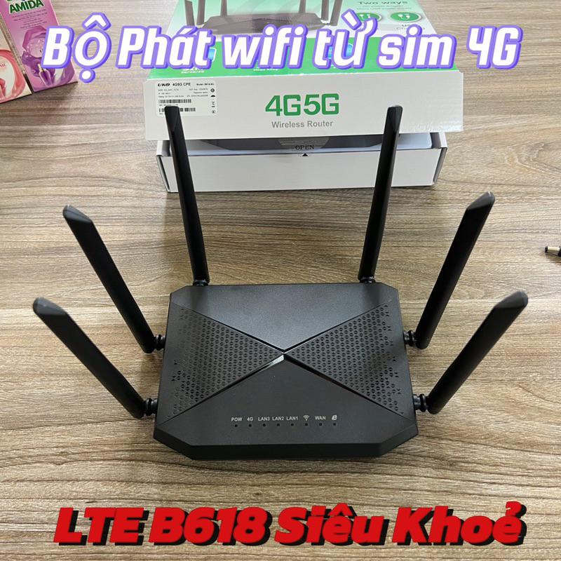 Bộ phát wifi từ sim 4g LTE B618 siêu khoẻ 6 ăng ten, dùng được tất cả ...